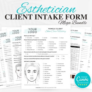 Client Intake Form - Facial Treatment Form Canva Esthetician Template ...