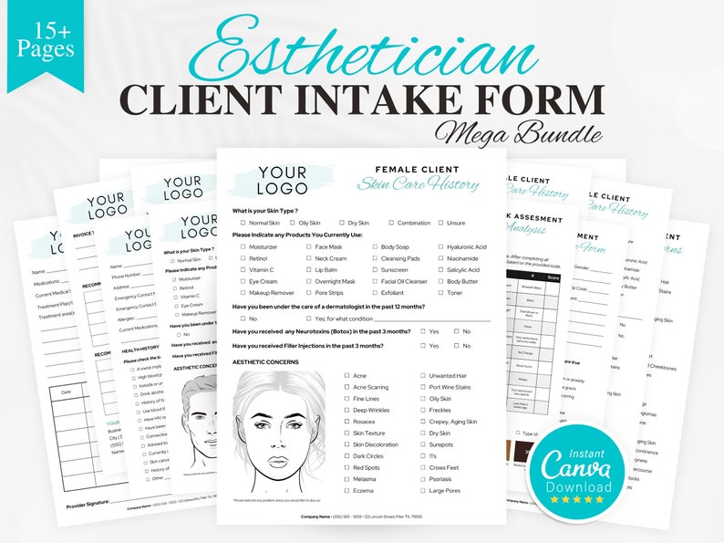 Client Intake Form - Facial Treatment Form Canva Esthetician Template ...