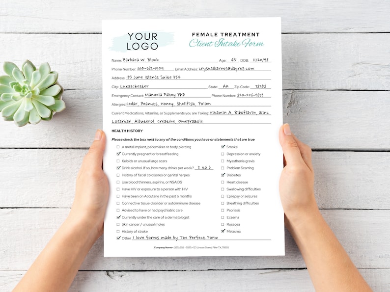 Client Intake Form Facial Treatment Form Canva Esthetician Template ...