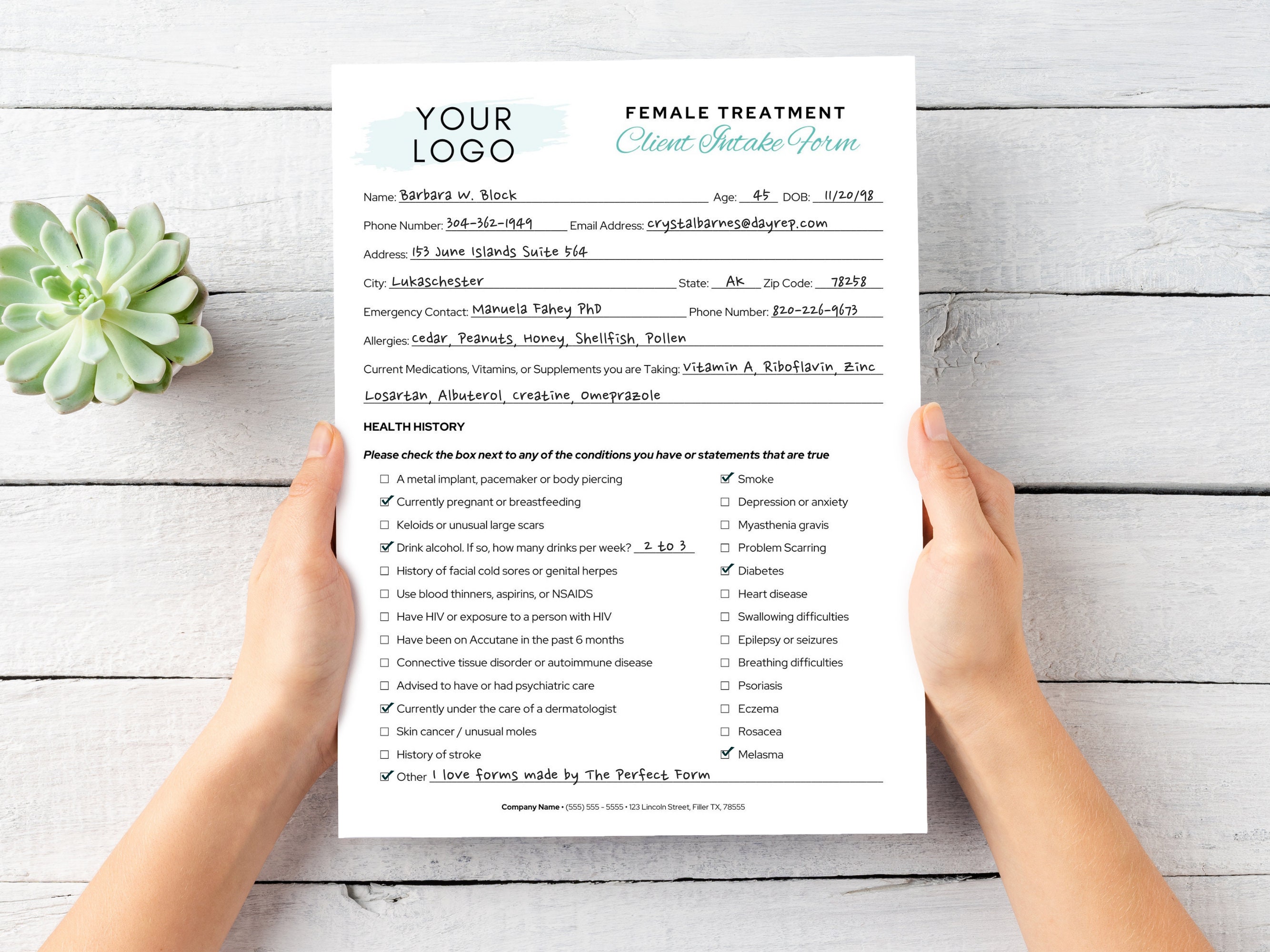 Client Intake Form Facial Treatment Form Canva Esthetician Template ...