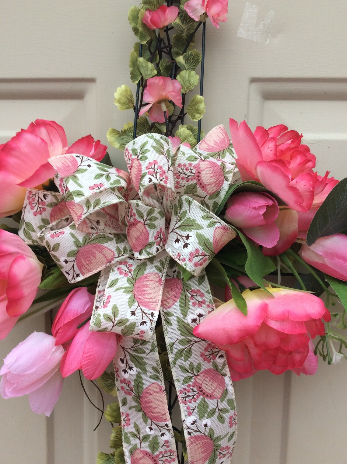 Easter Memorial Graveside Cross Wreath, Peony Wreath for Front Door ...