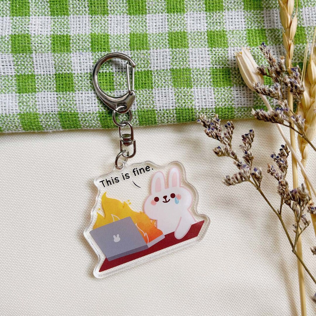 This is Fine Bunny Cute Keychain| Acrylic Keychain | Bunny Rabbit ...