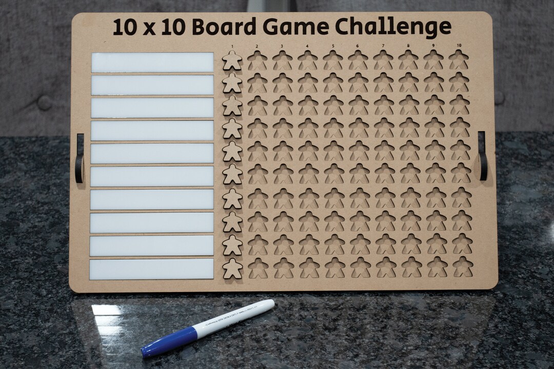 10x10 Board Game Challenge With Wooden Meeples - Etsy