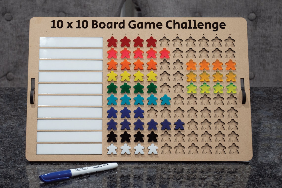 10x10 Board Game Challenge With Acrylic Meeple - Etsy