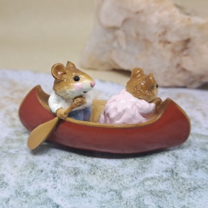 Wee Forest Folk MS-11 Two in a Canoe rust, Vintage Miniature Mouse ...