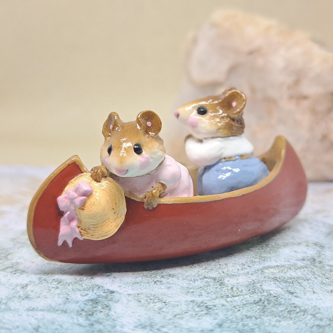Wee Forest Folk MS-11 Two in a Canoe rust, Vintage Miniature Mouse ...
