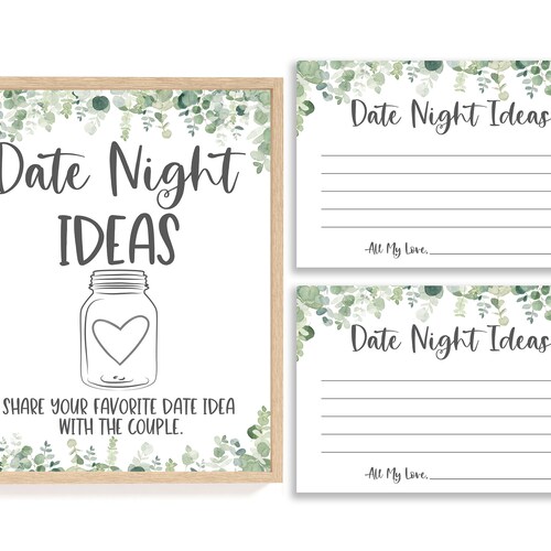 Date Night Ideas Cards and Sign Printable . Date Box or Jar . - Etsy