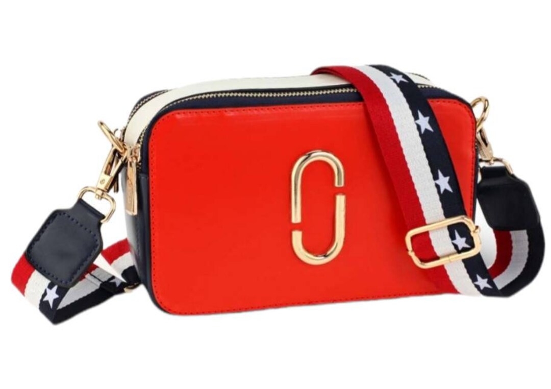 Stunning Red/white Crossbody Box Bag With Changeable Bag Strap Gold ...