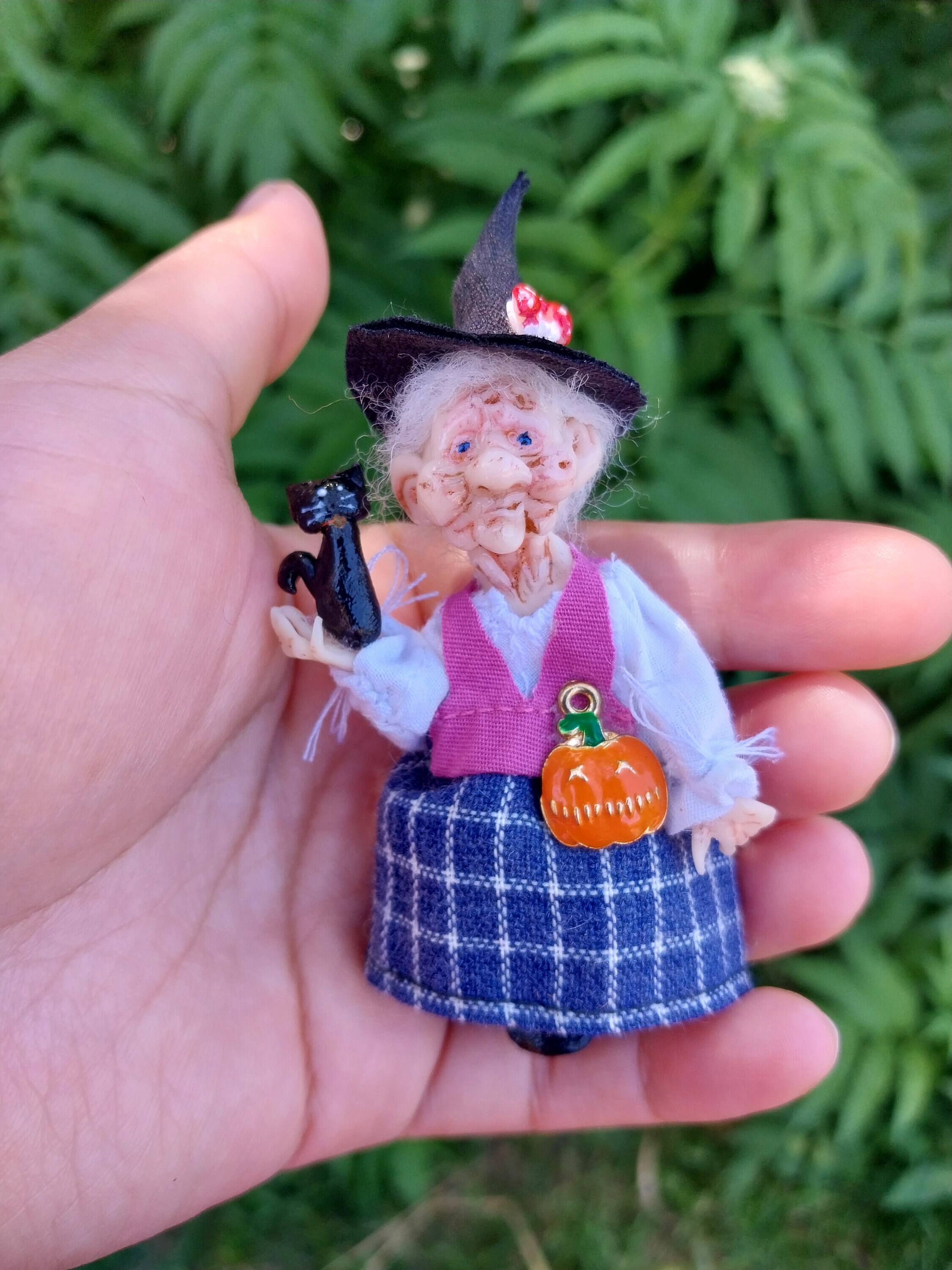Halloween Witch Handmade Doll Witchcraft Whimsical Fantasy Collectible ...