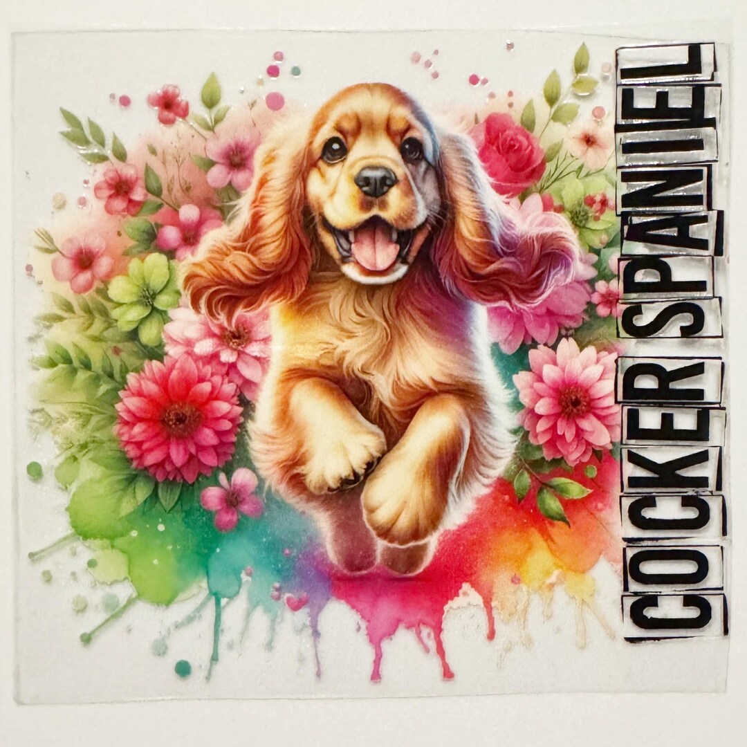 Cocker Spaniel and Flowers - UVDTF Decal - 16oz - Etsy