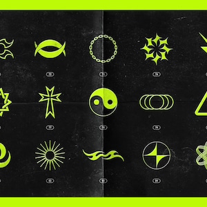 Acid & Chrome Abstract Shapes Bundle - Etsy Canada