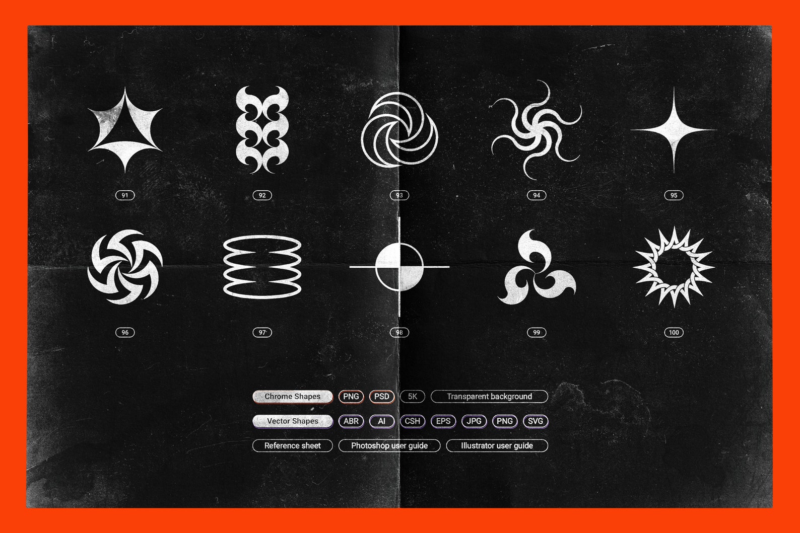 Chrome & Vector Abstract Shapes Bundle – 200 Geometric Design Elements ...