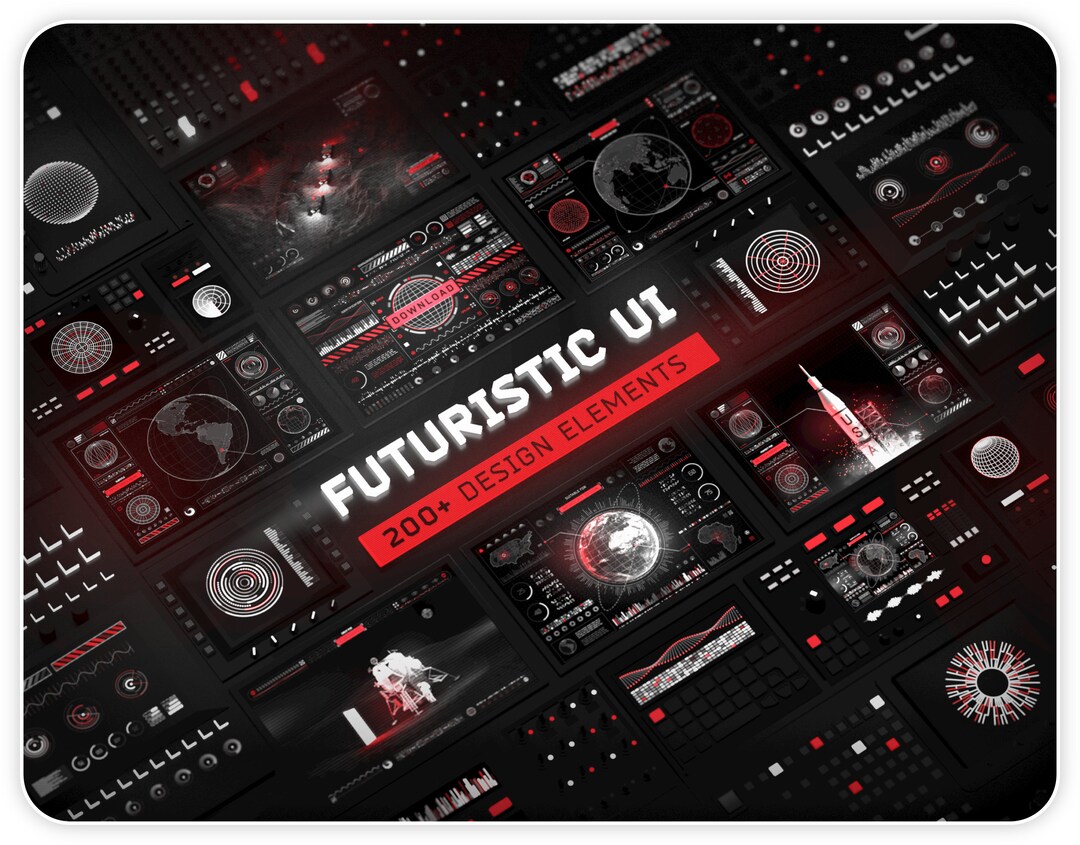 Futuristic UI Kit – 200 Design Elements - Etsy