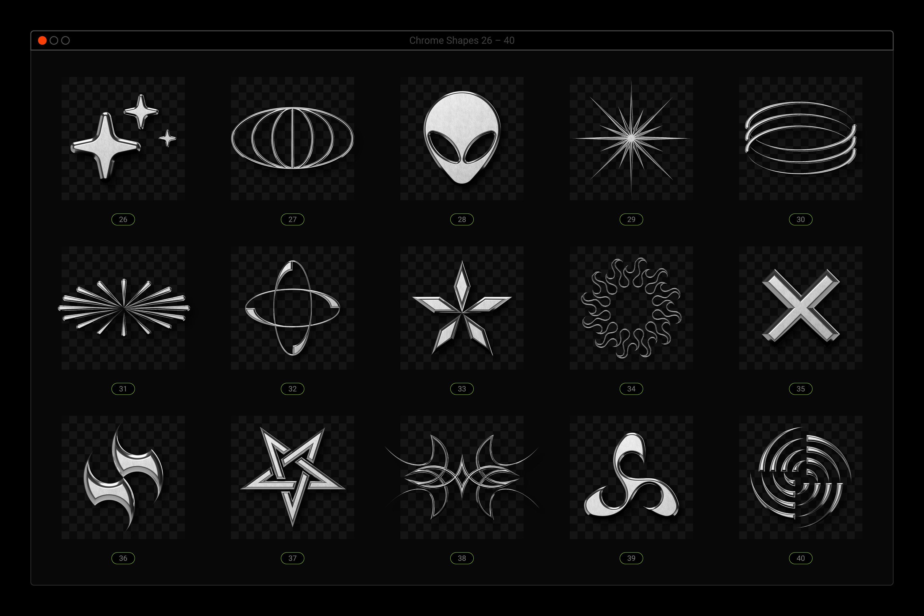 Acid & Chrome Abstract Shapes Bundle - Etsy Canada