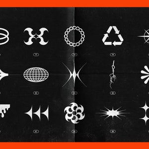 Chrome & Vector Abstract Shapes Bundle – 200 Geometric Design Elements ...