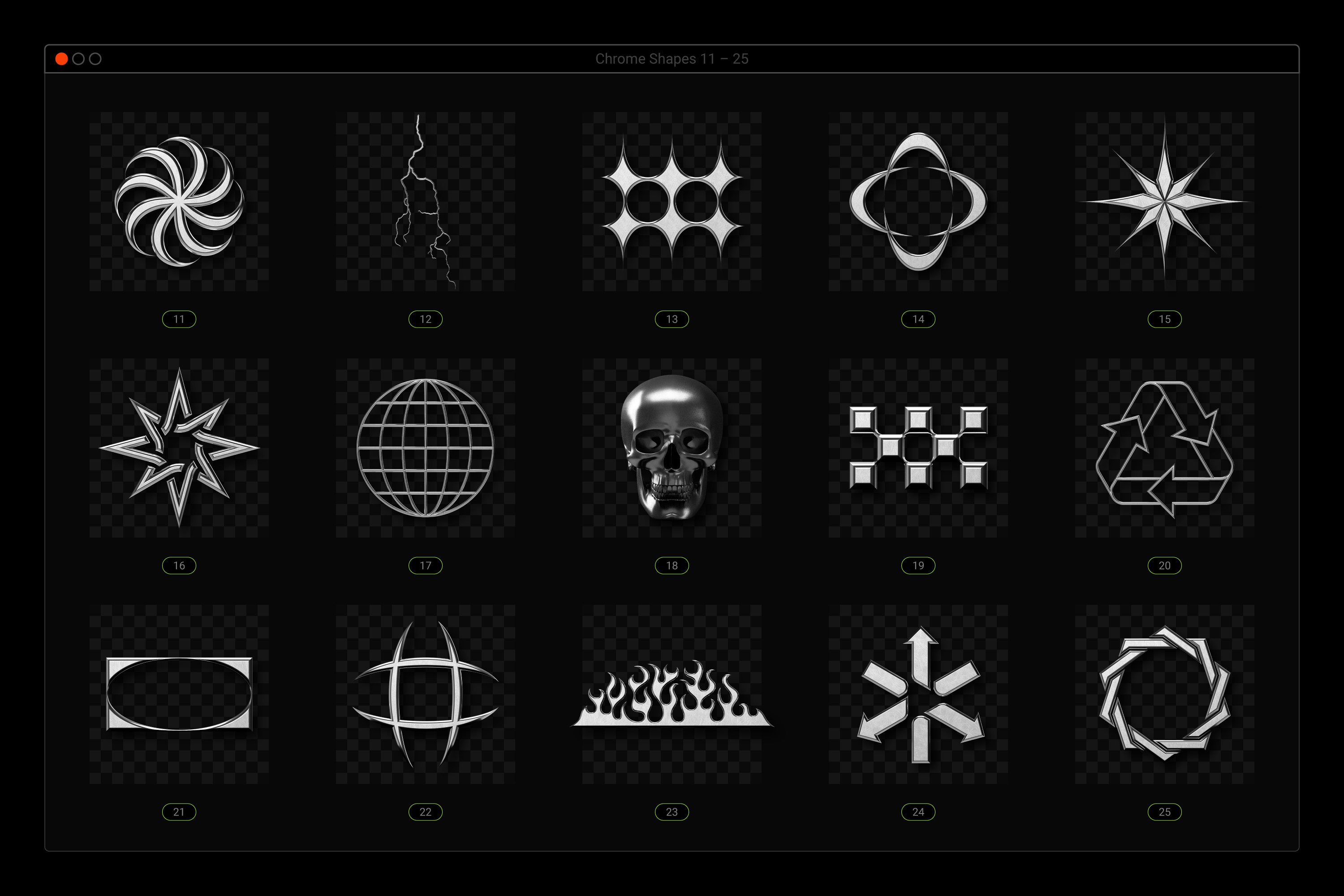 Acid & Chrome Abstract Shapes Bundle - Etsy