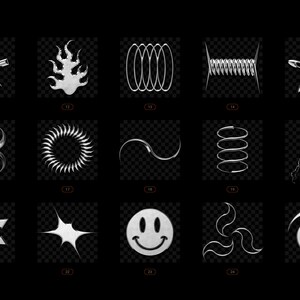 Chrome & Vector Abstract Shapes Bundle – 200 Geometric Design Elements ...