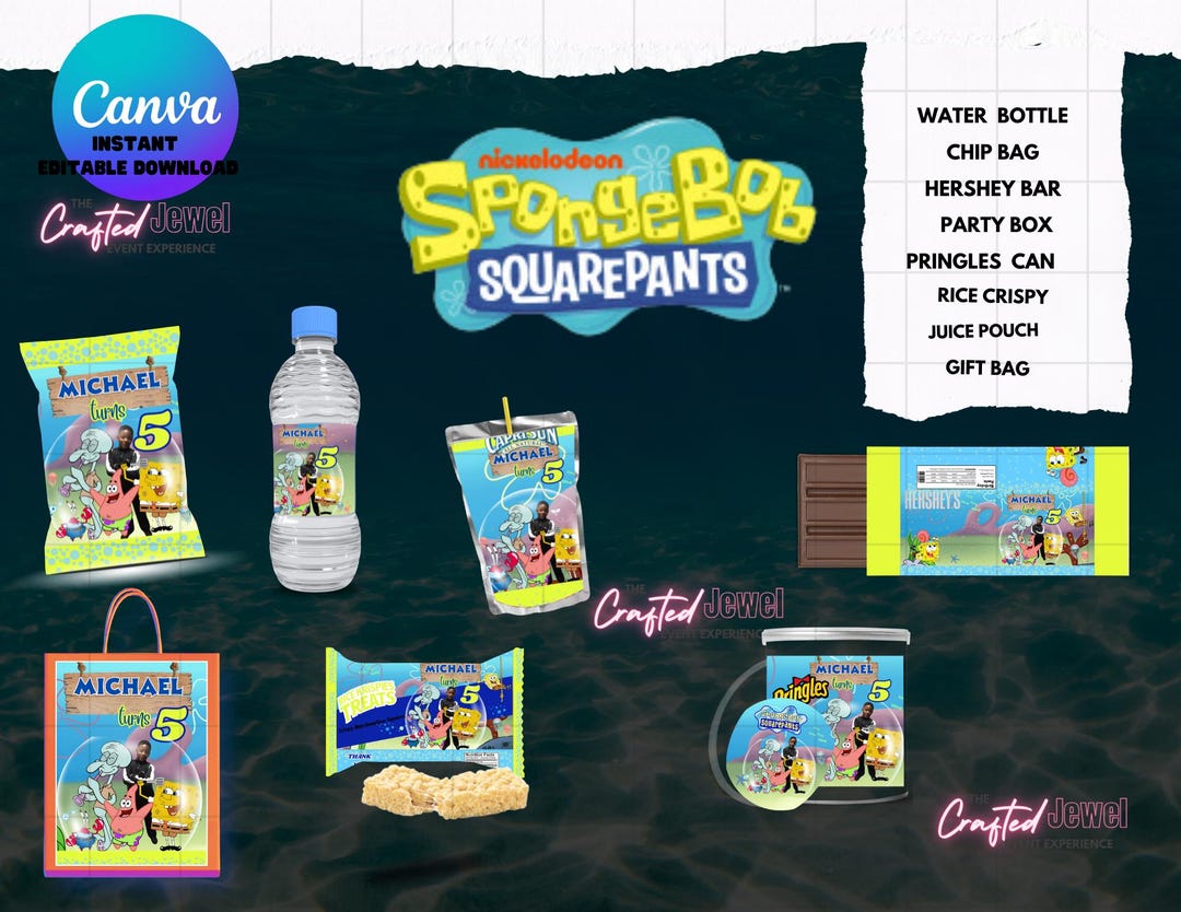 Canva Editable Spongebob Birthday Party Decorations, Spongebob Party ...