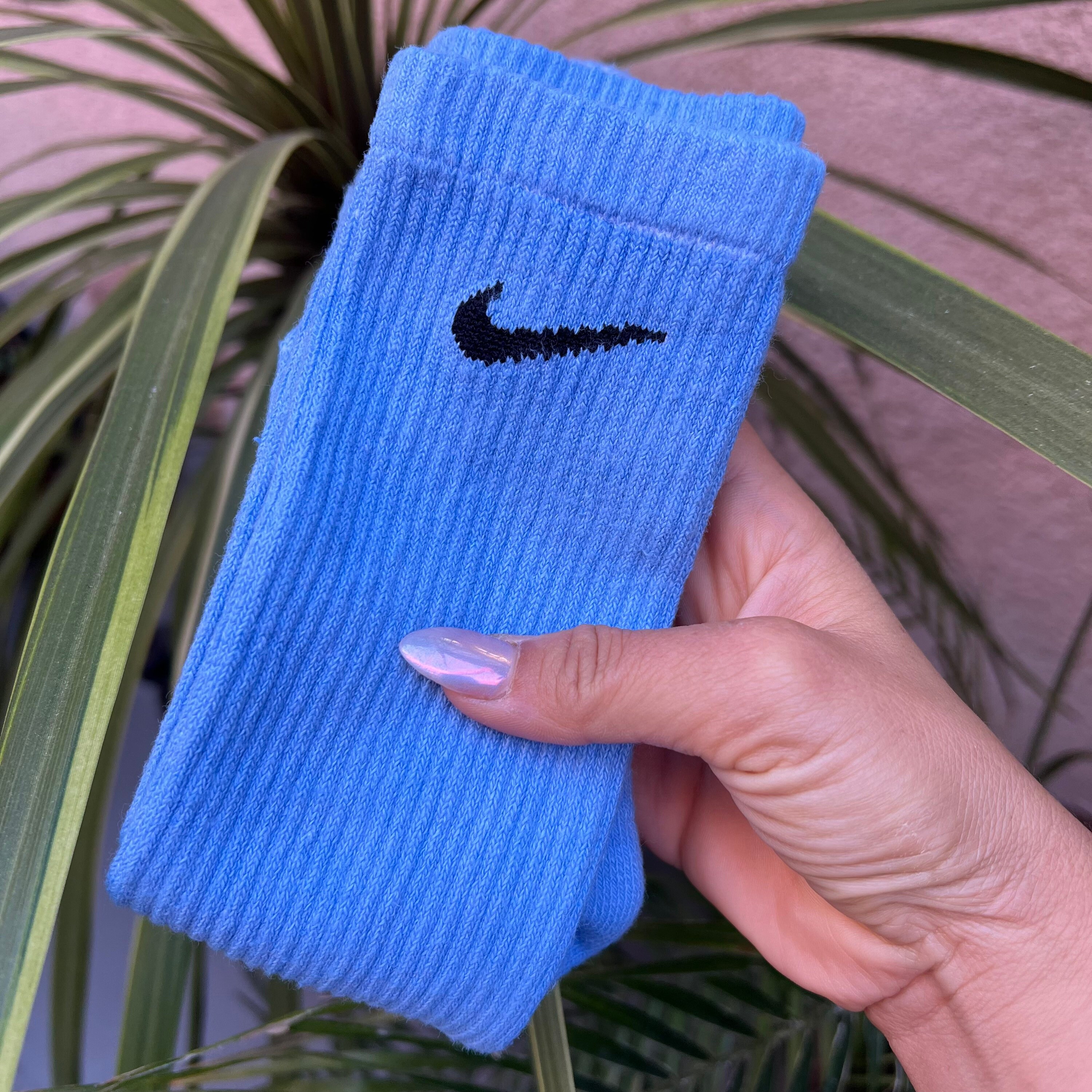 Tie Dye Pastel Blue Socks- Hand Dyed Blue Nike Socks-nike Pastel Socks ...