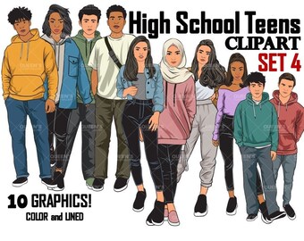 Teenagers Clipart High School Students Older Teens Male | Etsy