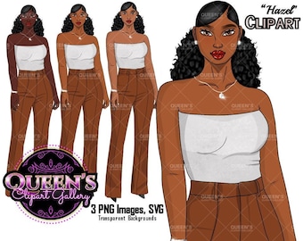 Girl Boss Clipart, Woman Clipart, Fashion Girl Clipart, African ...