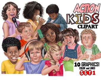 Children Action Clipart - Etsy
