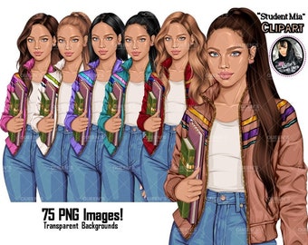 Cartoon Teenagers PNG Clipart. Young People Standing in a Row - Etsy