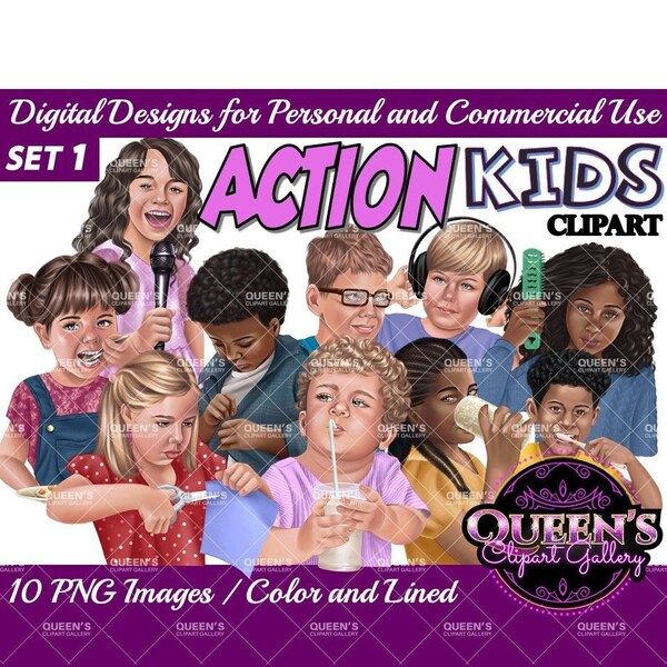 Children Action Clipart - Etsy