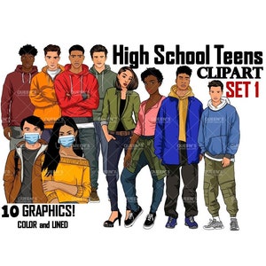 Teenagers Clipart High School Students Older Teens Male - Etsy
