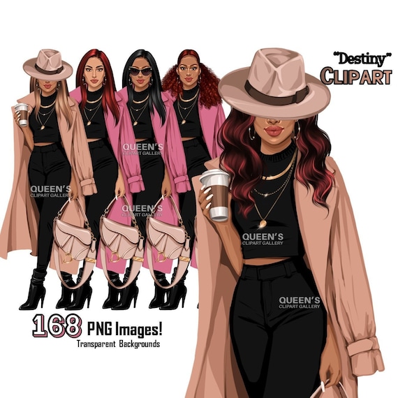 Fashion Girl Clipart Black Woman Clipart African American - Etsy