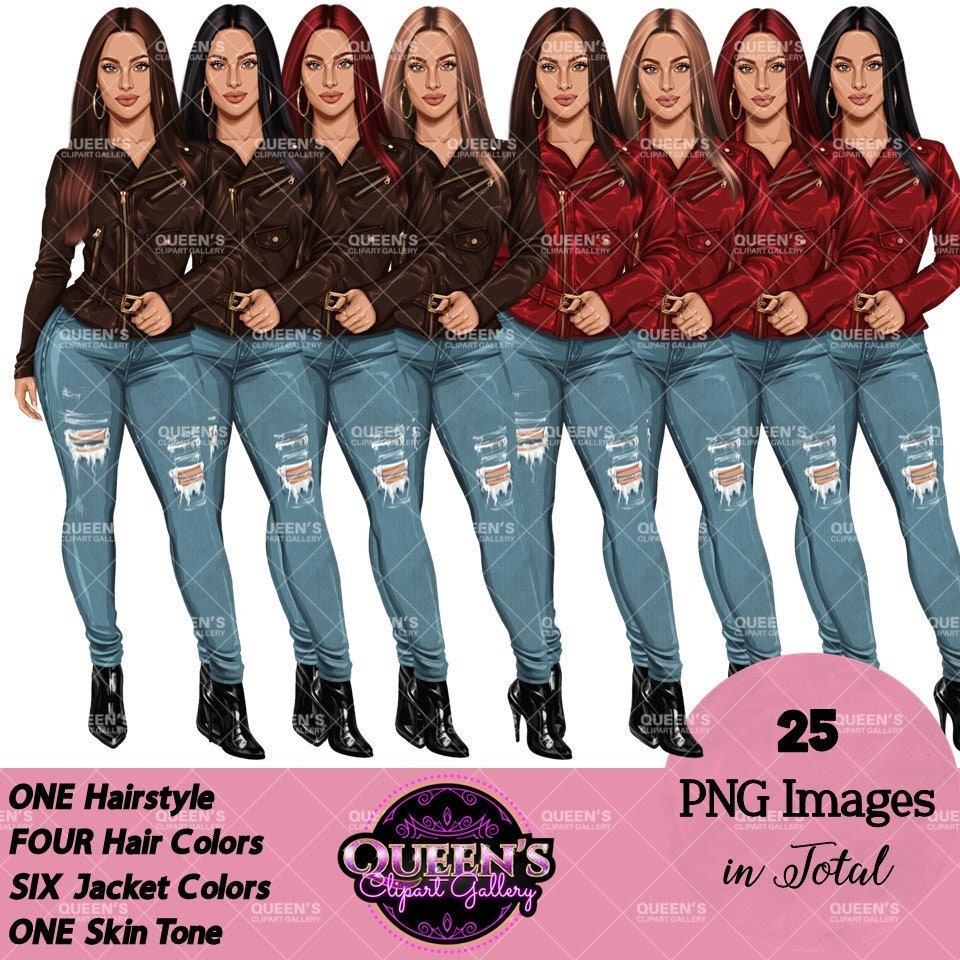 Curvy Denim Girl, Jeans Girl Clipart, Curvy Girl, Fashion Girl Clipart ...