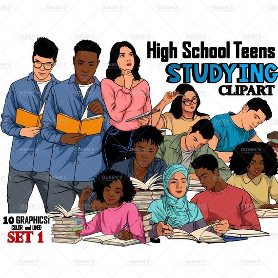 Teenage Boy Studying Clipart