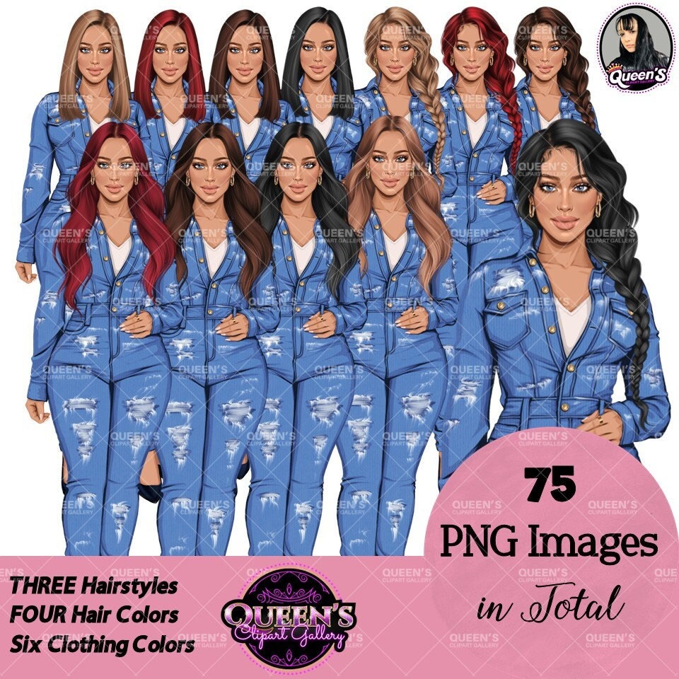 Denim Jeans Girl Clipart Fashion Girl Clipart Jeans Girl - Etsy