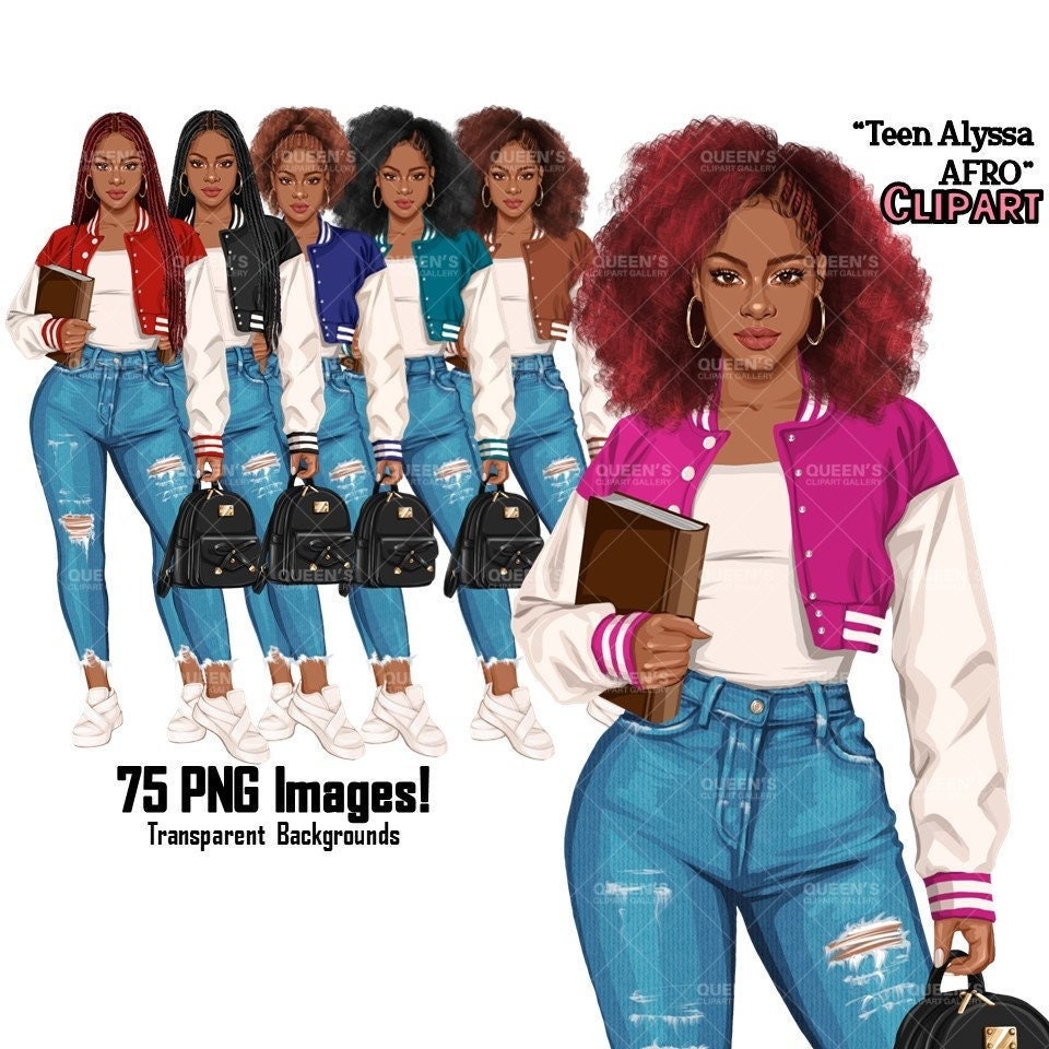 Afro Denim Jeans Girl, Jeans Girl Clipart, Teenager Clipart, Fashion ...