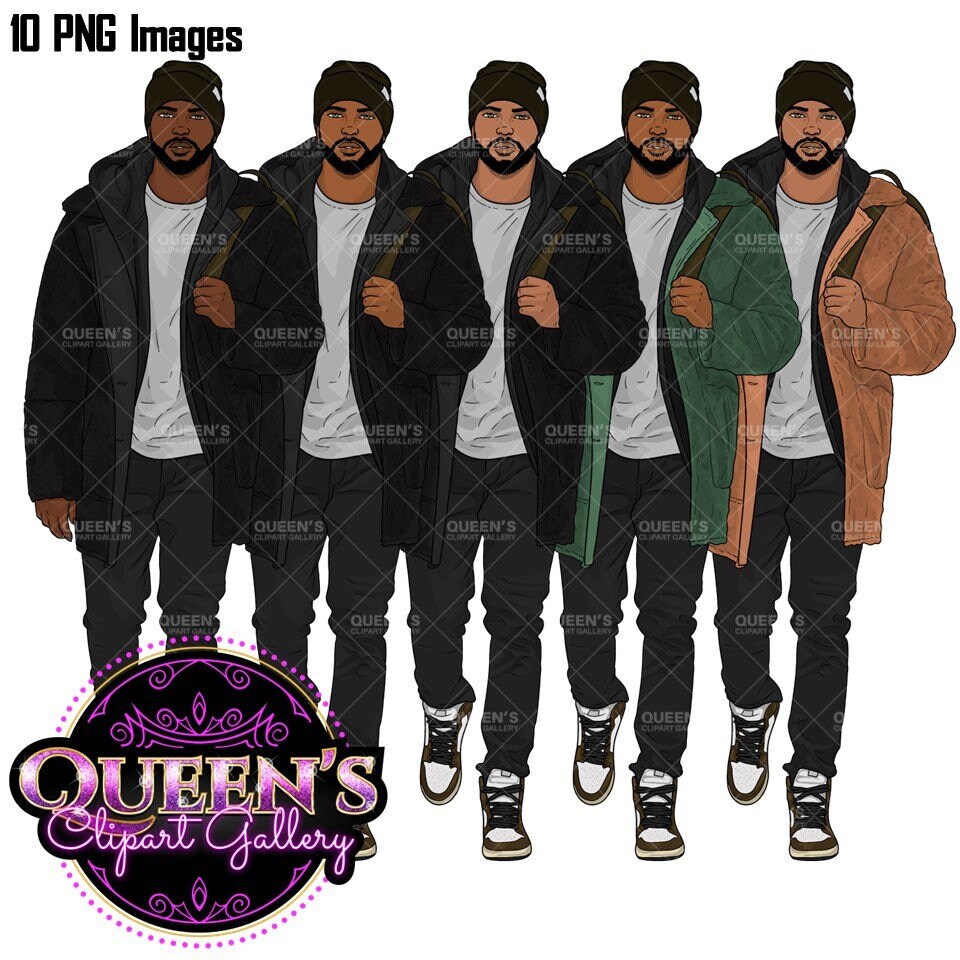Afro Male Clipart, Man Clipart, Boyfriend Clipart, Casual Man Clipart ...