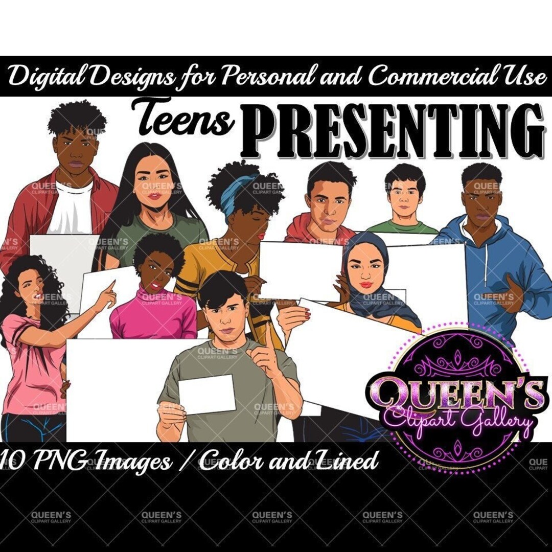 Teenagers Presenting | Teens With Signs Clipart | High School Teens ...