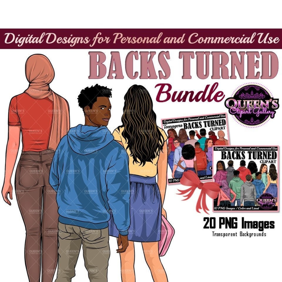 Teen Clipart: Back View Graphics (digital Download) - Etsy