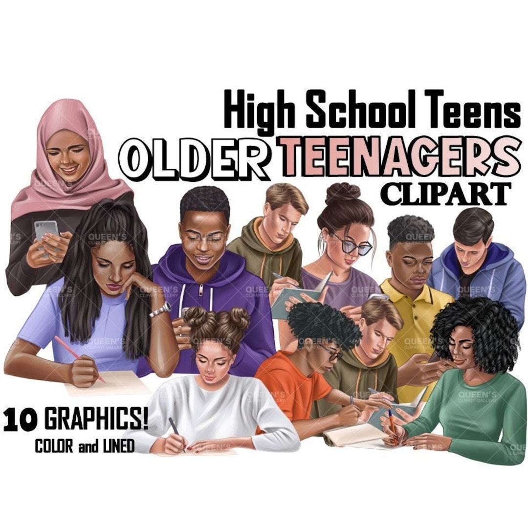 Teenagers Clipart Teen Clipart Students Writing Clipart - Etsy Australia