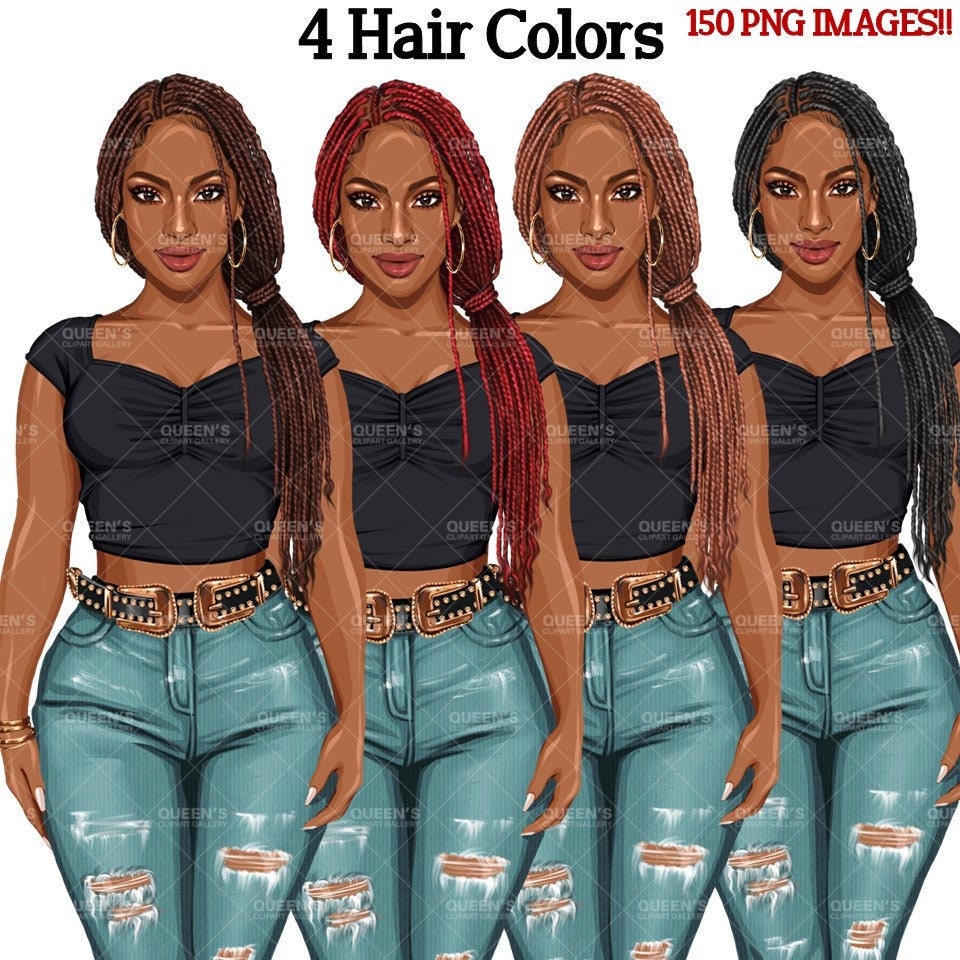Afro Denim Jeans Girl, Jeans Girl Clipart, Woman Clipart, Fashion Girl ...