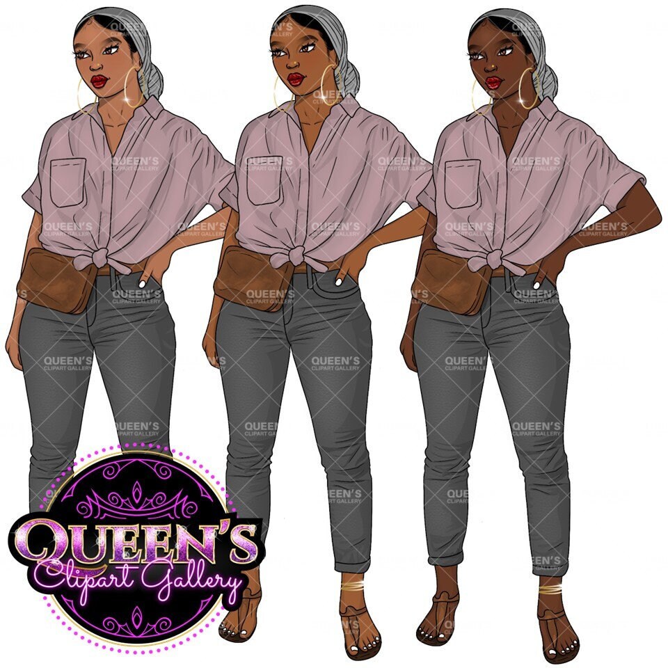 Curvy Denim Girl, Jeans Girl Clipart, Curvy Girl Clipart, Afro Woman ...