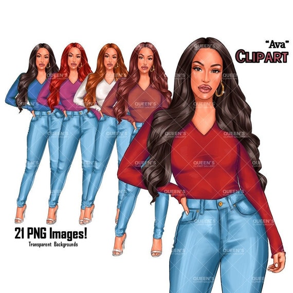 Curvy Denim Girl Jeans Girl Clipart Curvy Girl Woman - Etsy