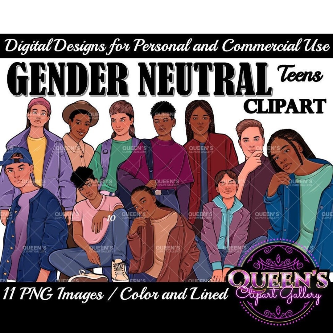 Gender Neutral Teenagers Clipart, Gender Neutral, Lgttbq Teenagers ...