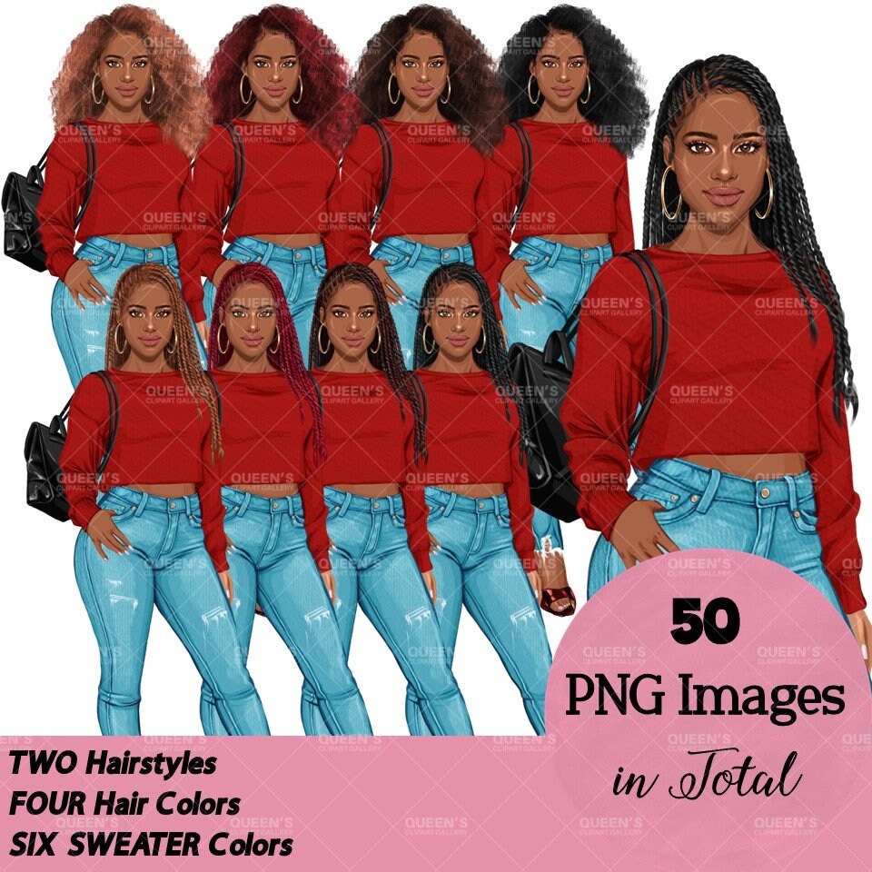 Denim Jeans Afro Girl, Afro Girl Clipart, Teenager Clipart, Fashion ...