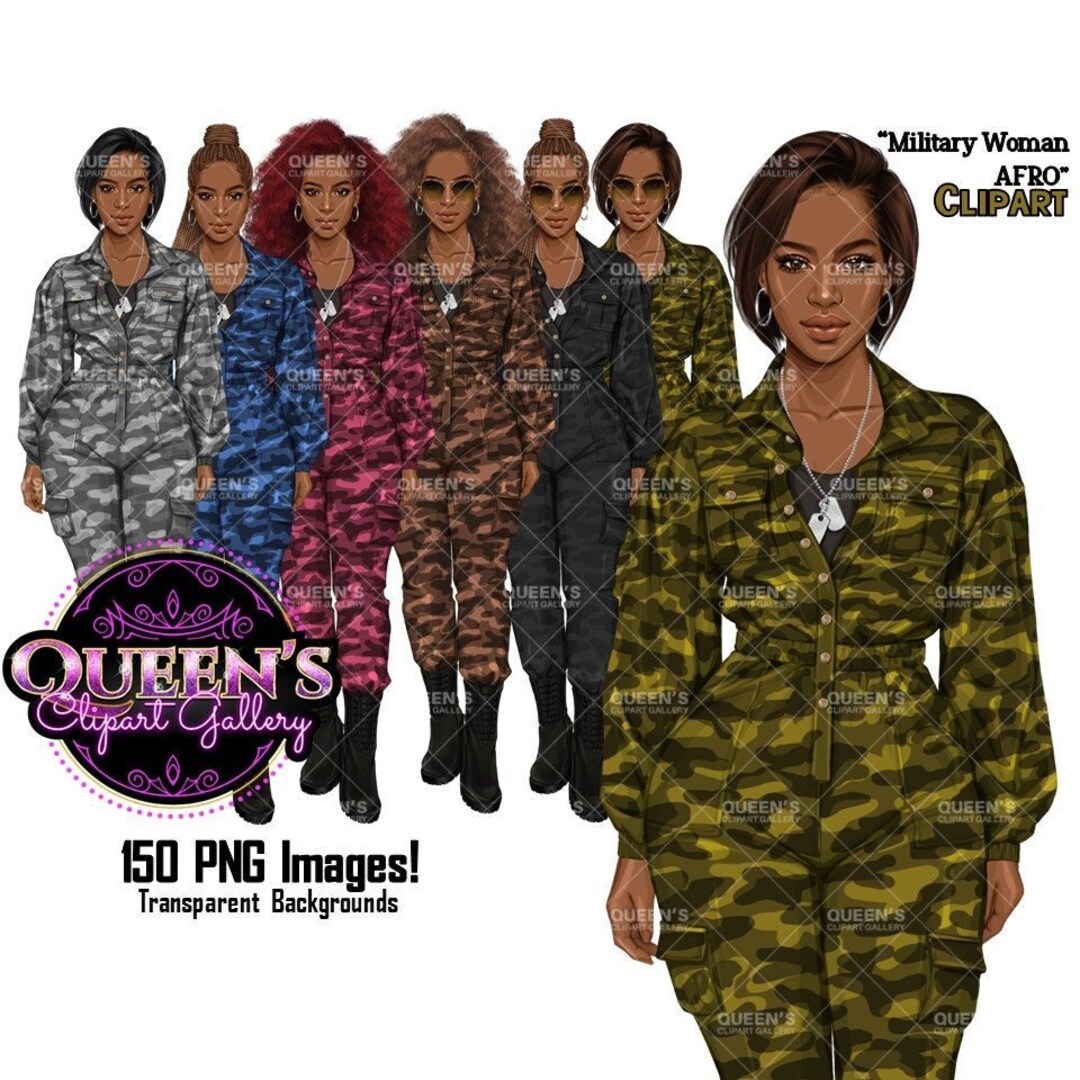 Army Clipart, Afro Military Woman Clipart, Fashion Girl Clipart ...