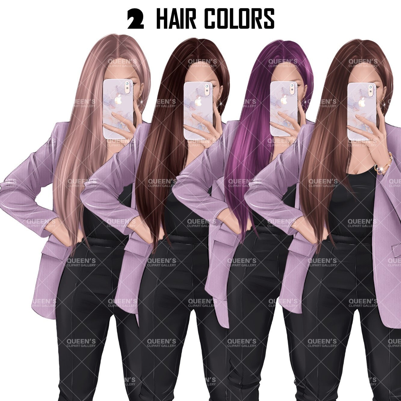 Selfie Girl Clipart, Cell Phone Girl, Planner Girl Clipart, Woman ...