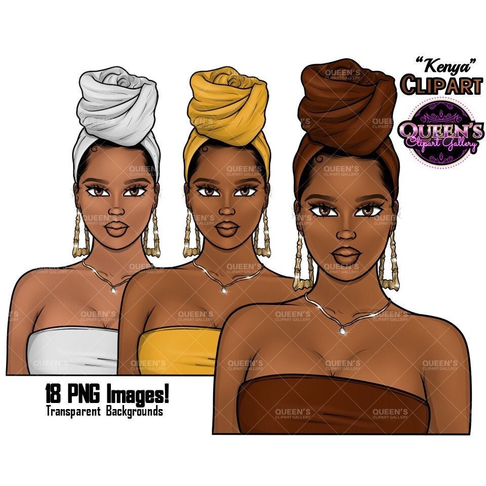 African Headwrap Face Clipart African American Woman - Etsy