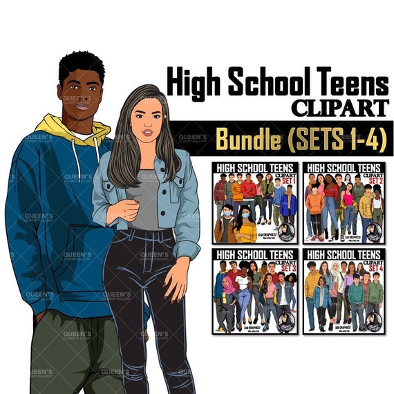 Teenagers Clipart High School Students Older Teens Male | Etsy
