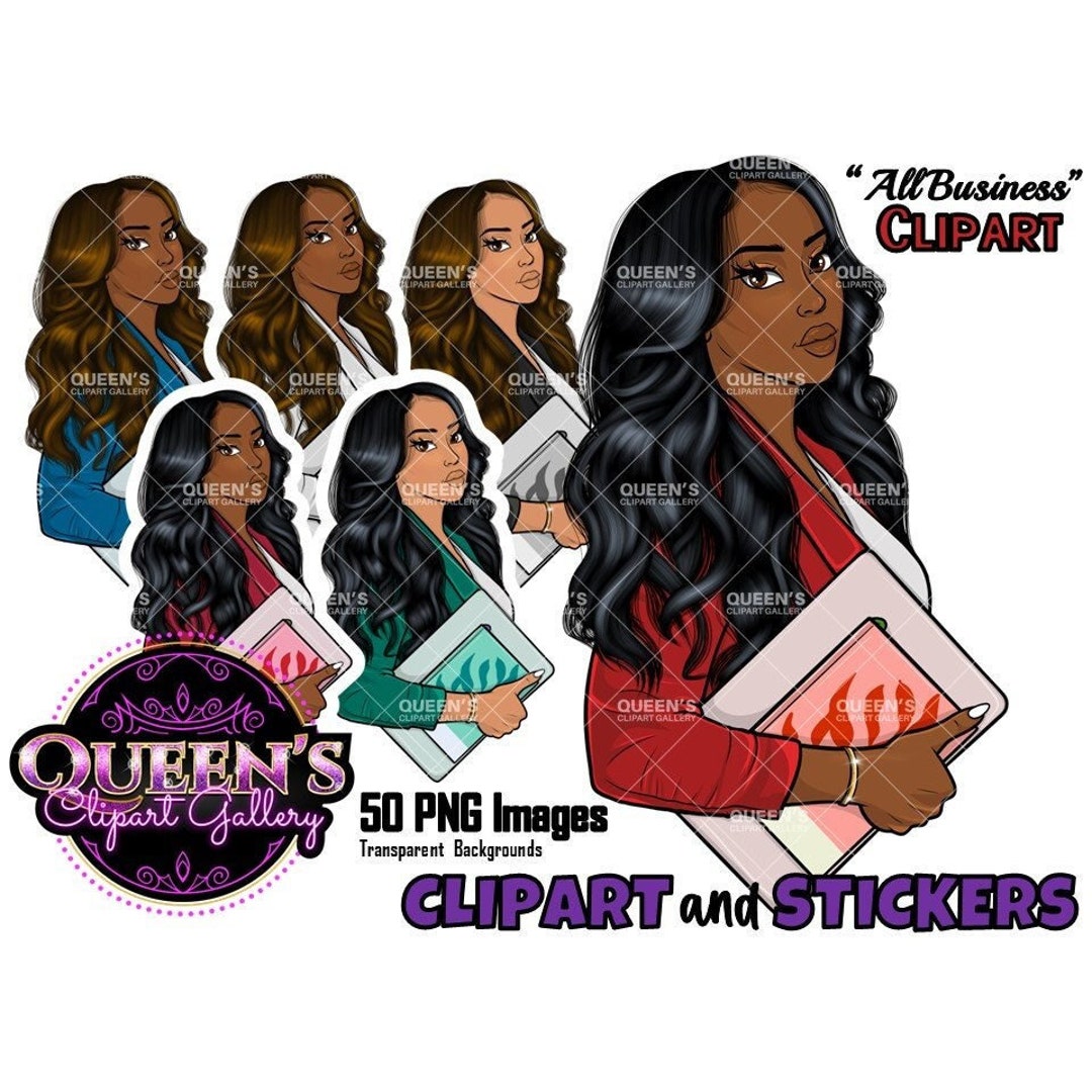 Afro Girl Clipart Afro Woman Clipart Stickers Planner Girl - Etsy