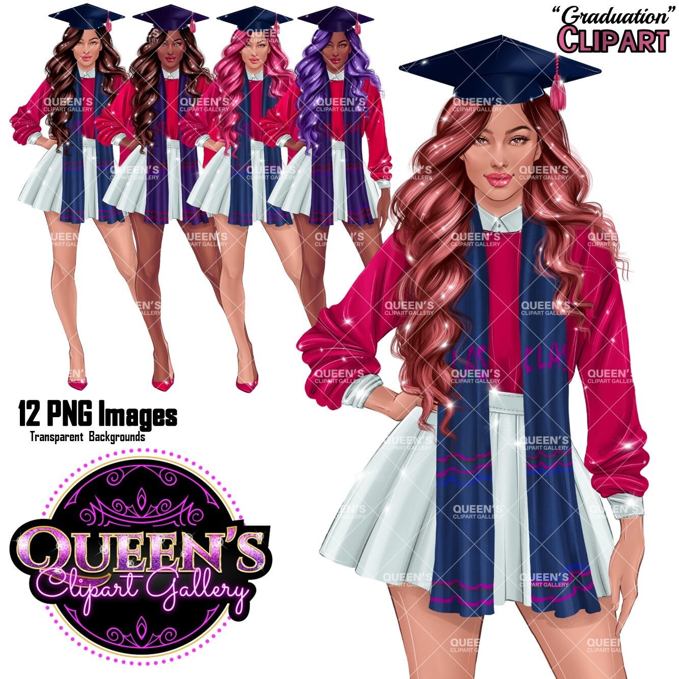 Graduation Clipart, Graduating Girls Planner Stickers, School Clipart ...