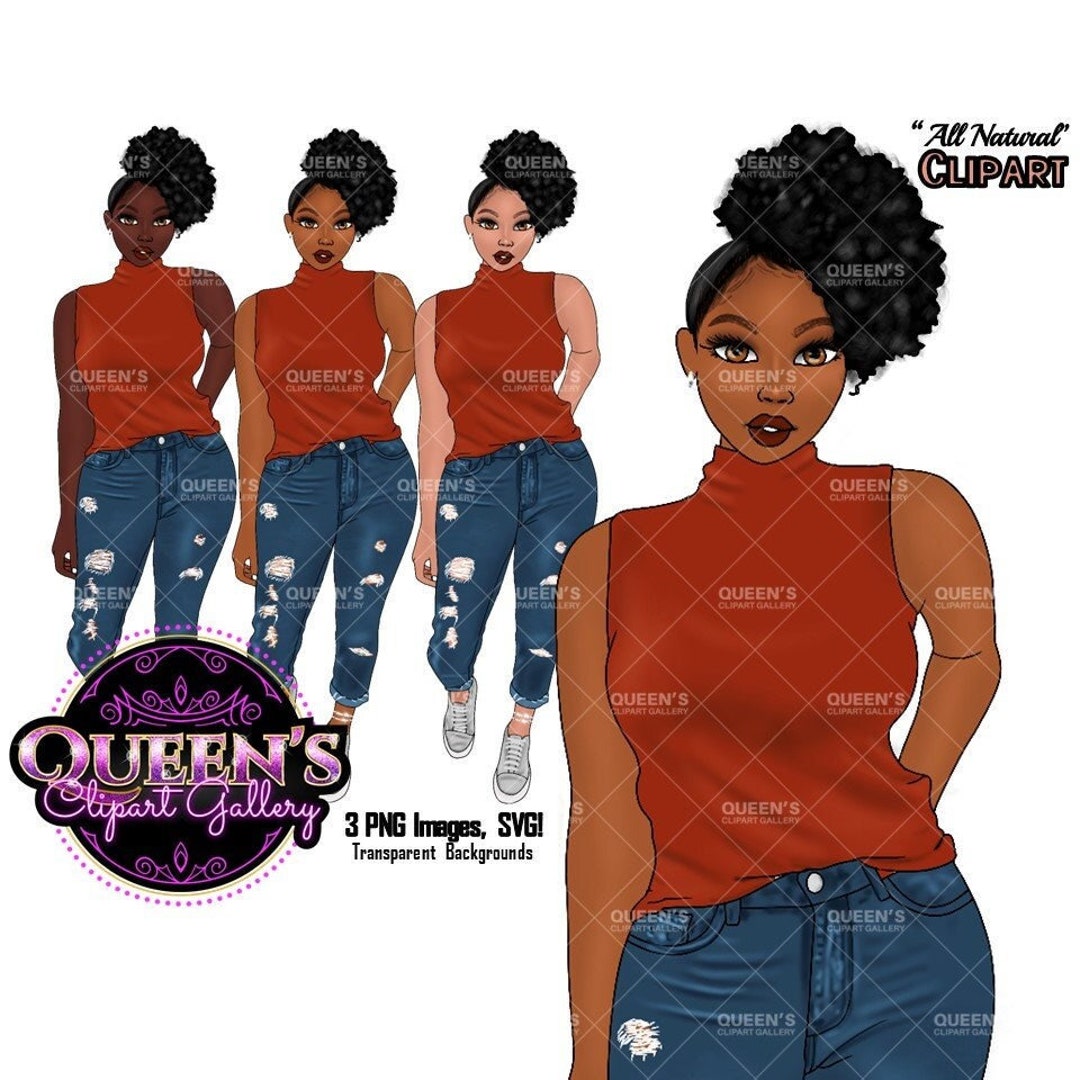 Denim Jeans Girl, Afro Girl Clipart, Jeans Girl Clipart, Black Woman ...